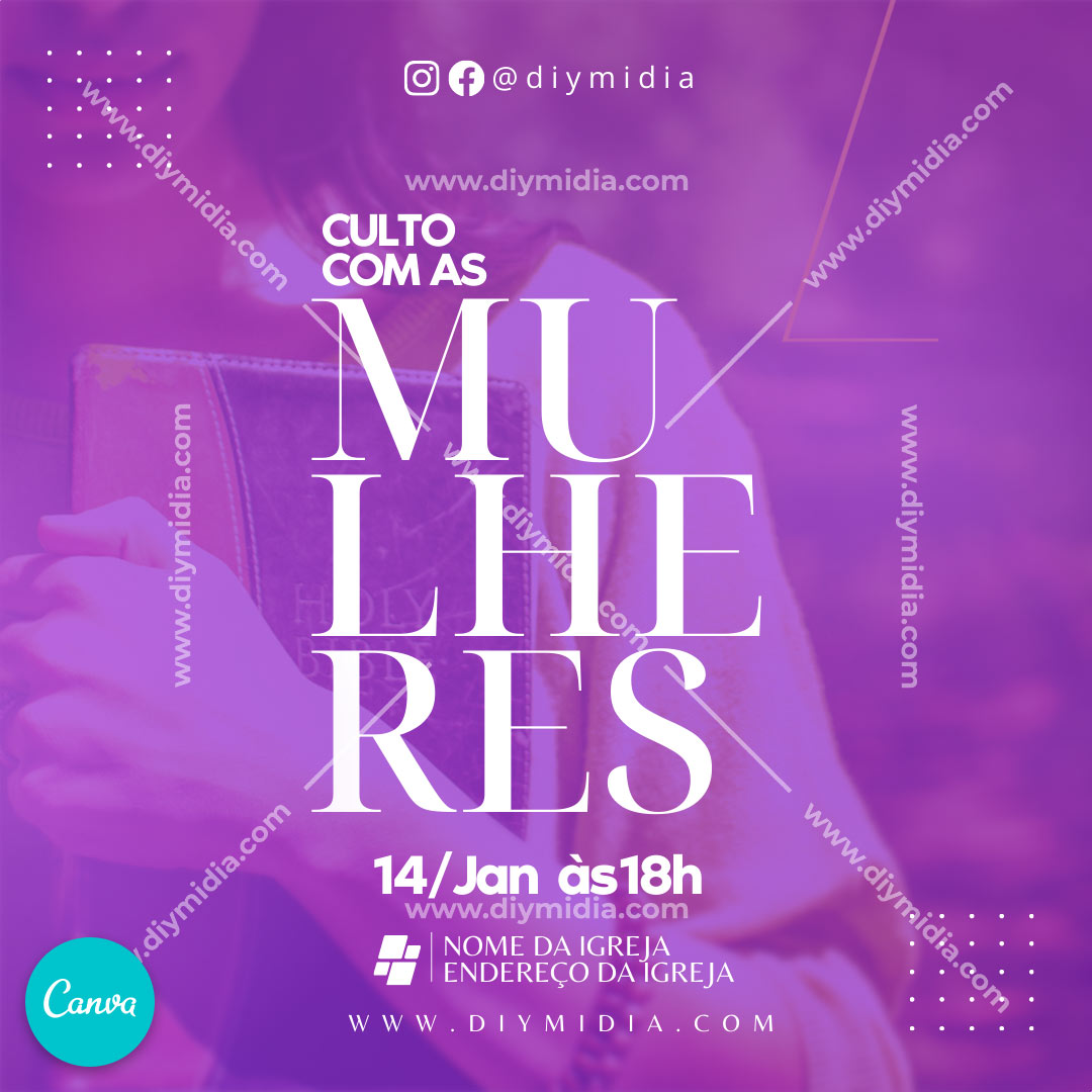 Culto Com as Mulheres Banner Gospel Editável Canva Premium Culto Com as Mulheres Banner Gospel Editável Canva Premium