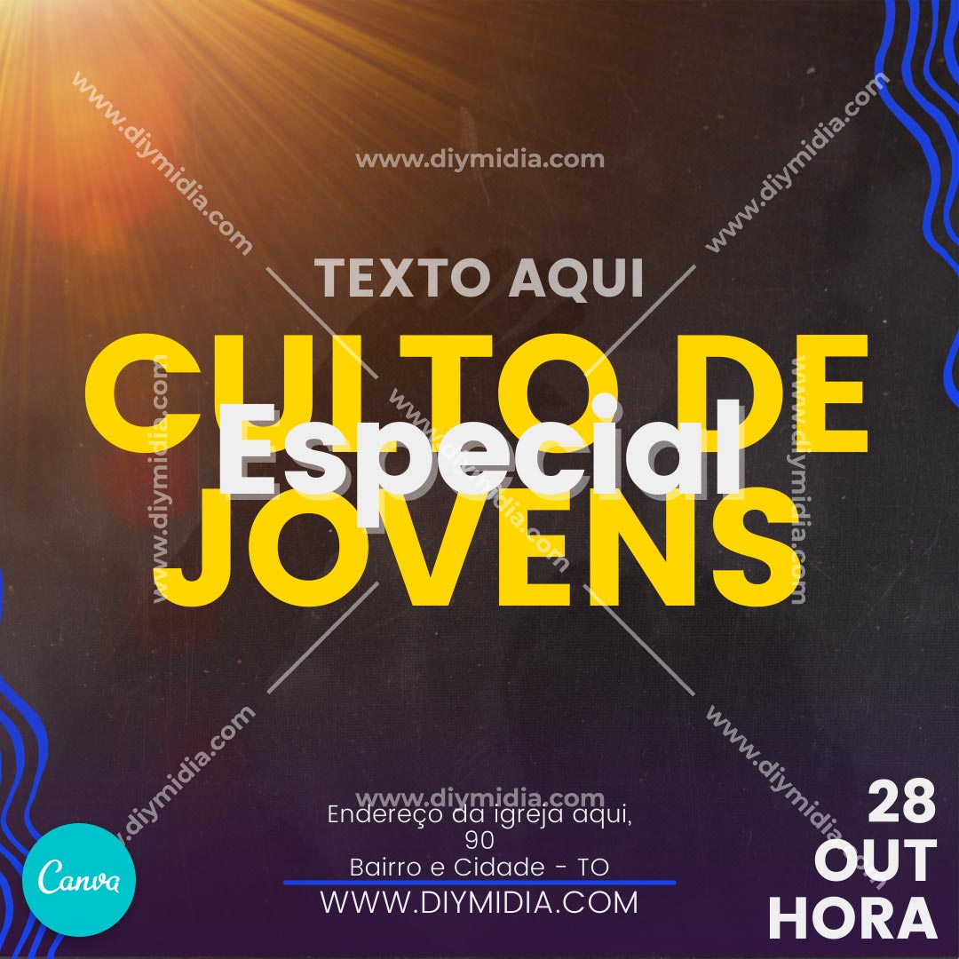 Culto de Jovens Especial Banner Gospel Editável Canva Premium Culto de Jovens Especial Banner Gospel Editável Canva Premium