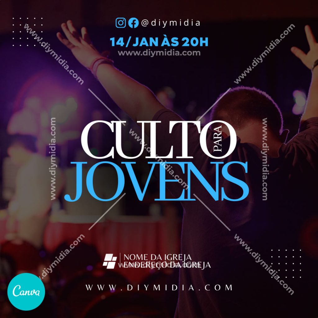 Culto Para Jovens Banner Gospel Editável Canva Premium Culto Para Jovens Banner Gospel Editável Canva Premium